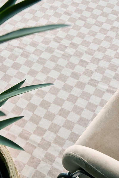 Lola Checkerboard Beige Rug | Washable Rugs Belrose | Rugs N Timber ...